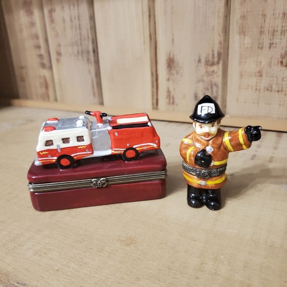 Accents | Firetruck And Fireman Hinged Trinket Boxes | Poshmark